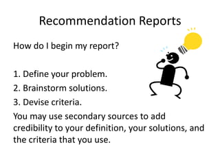 Recommendation reports | PPTX