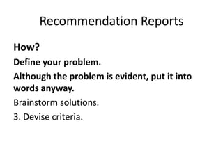 Recommendation reports | PPTX