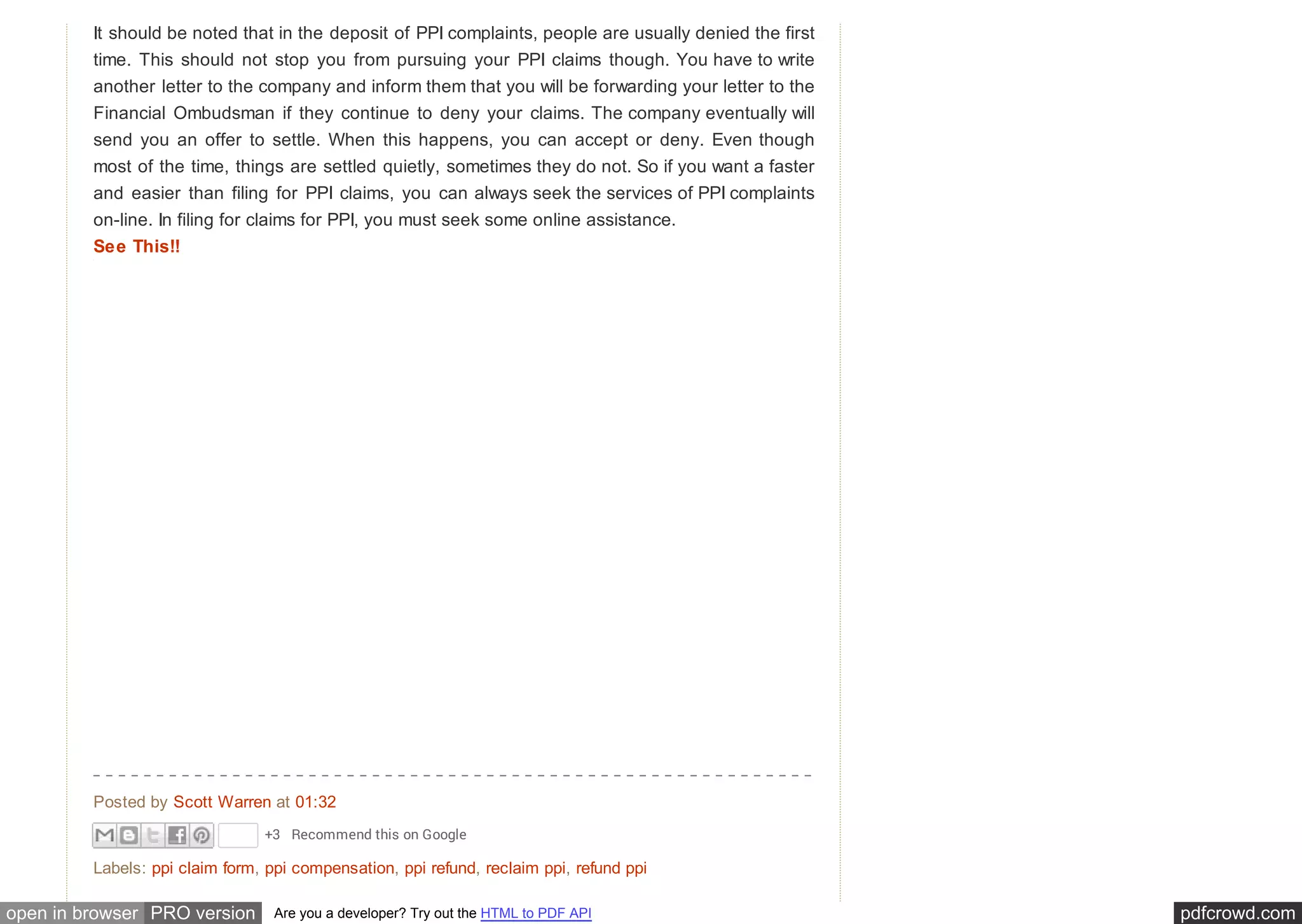 Recommendations for ppi claims | PPT