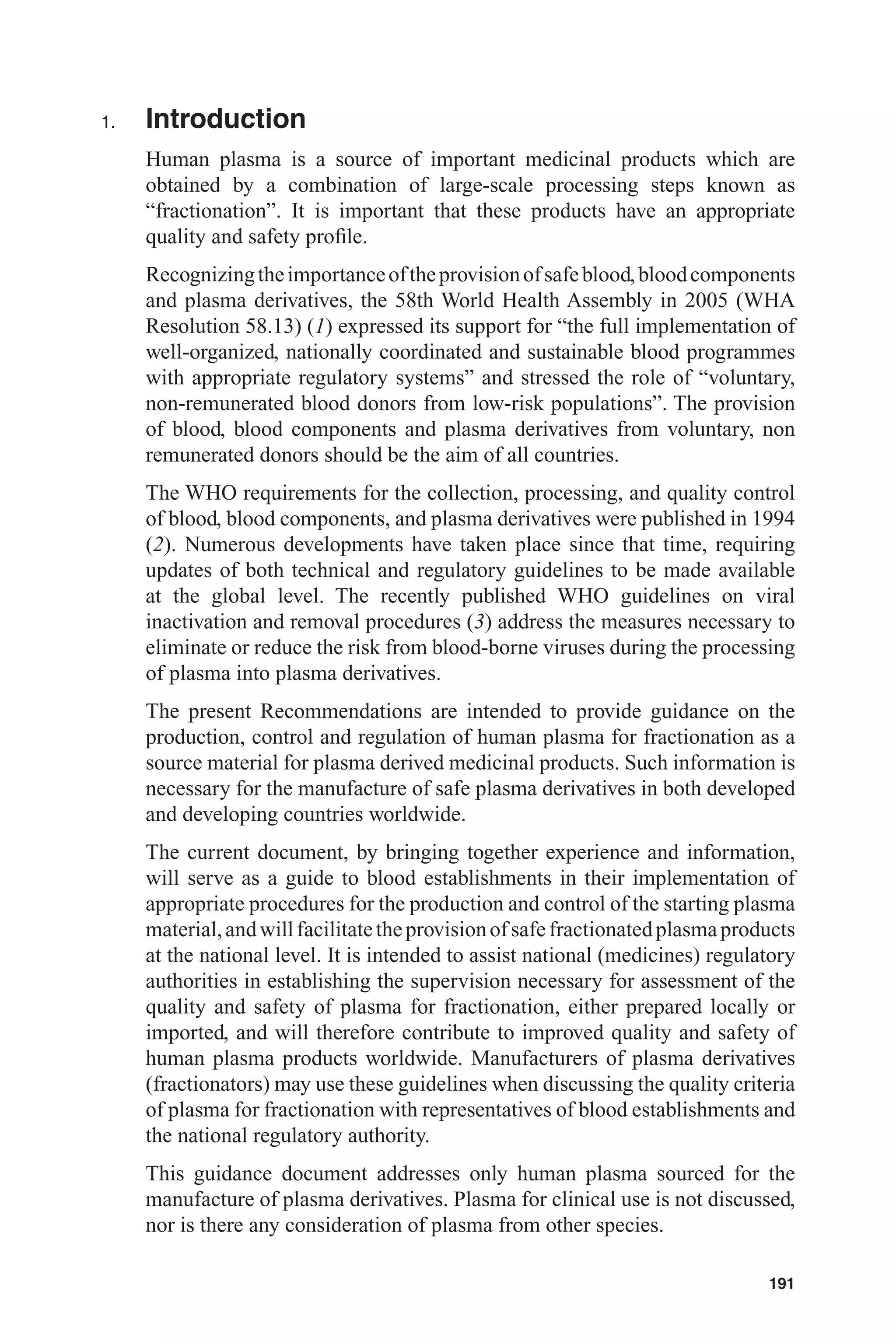 Recommendations for the production, control & regulation of human ...
