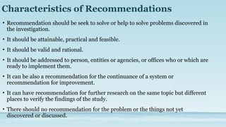 RECOMMENDATIONS RESEARCH CHAPTER5 PPT... | PPT