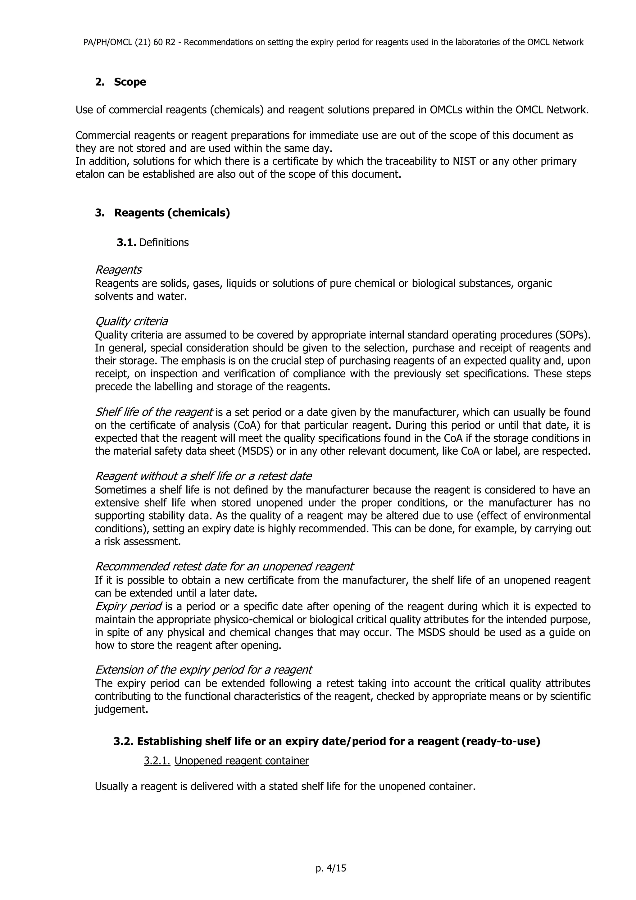 Recommendations on setting the expiry period for commercial and in ...