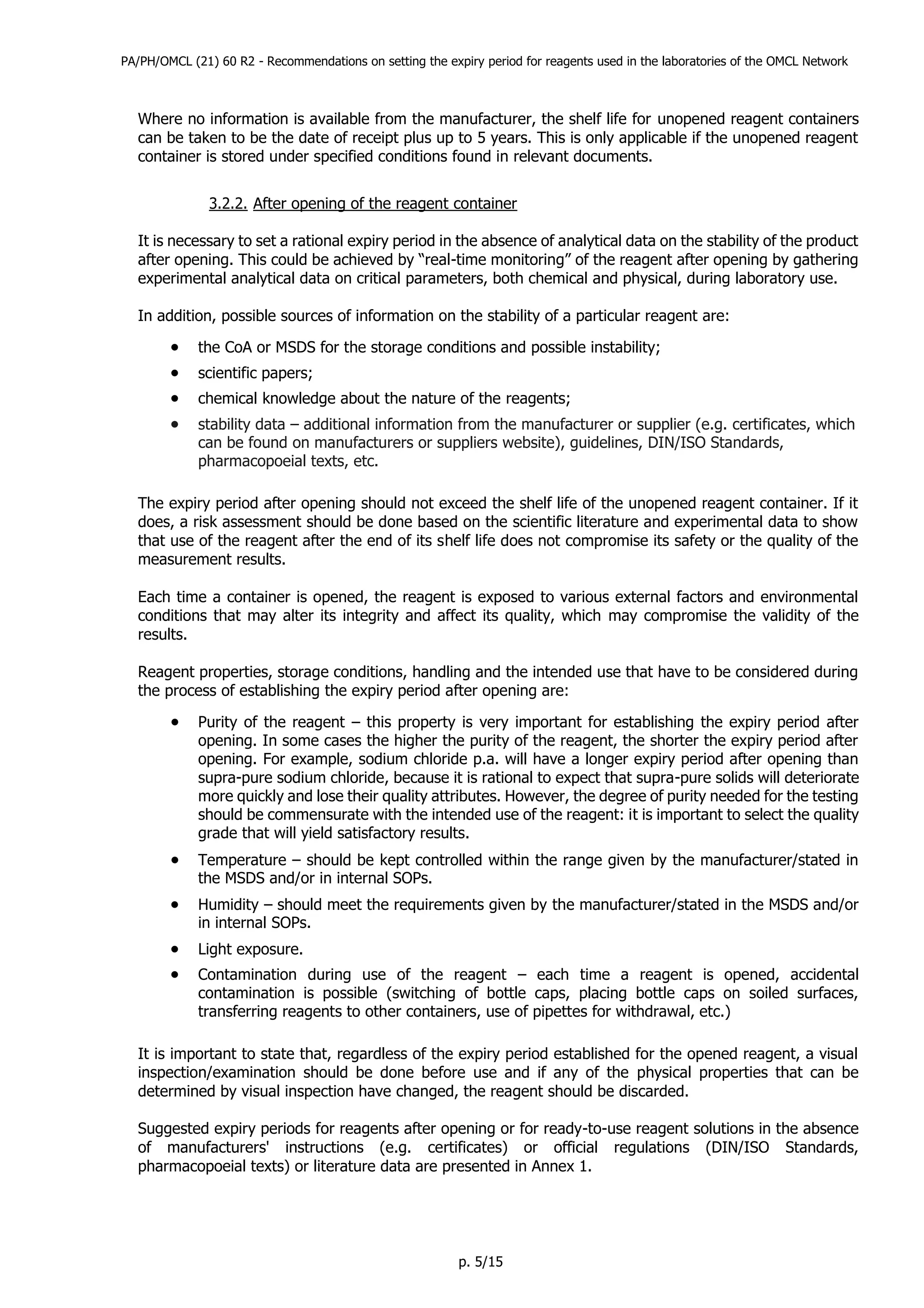 Recommendations on setting the expiry period for commercial and in ...