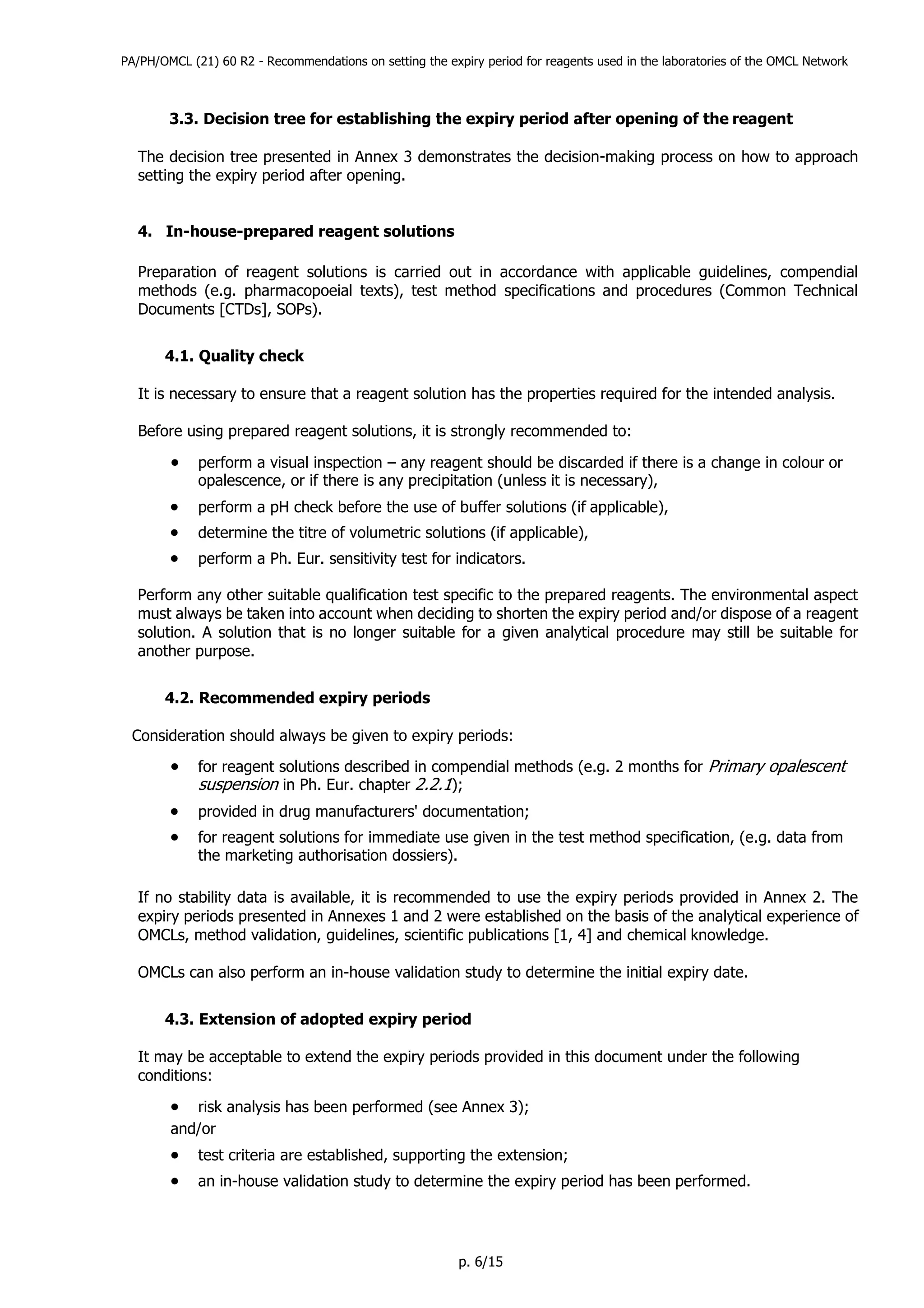 Recommendations on setting the expiry period for commercial and in ...