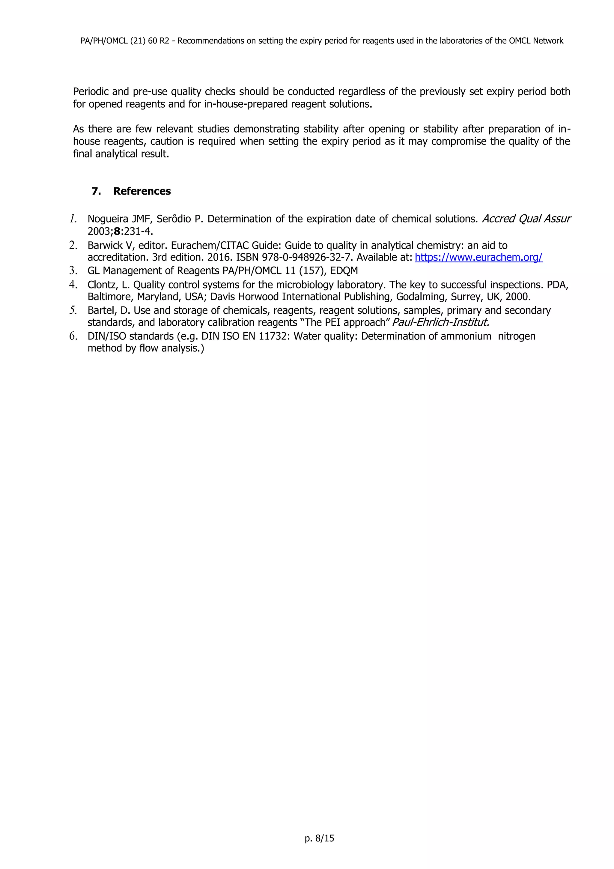 Recommendations on setting the expiry period for commercial and in ...