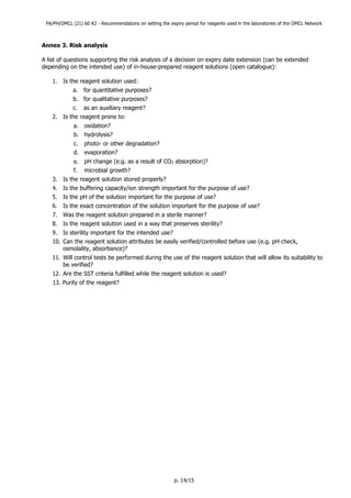 Recommendations on setting the expiry period for commercial and in ...