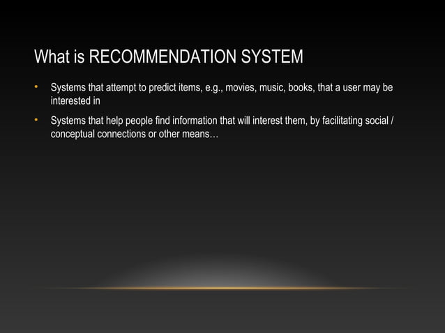 Recommendation system for ecommerce | PPT