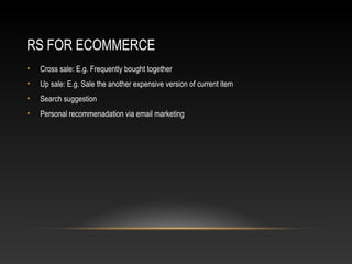 Recommendation system for ecommerce | PPT
