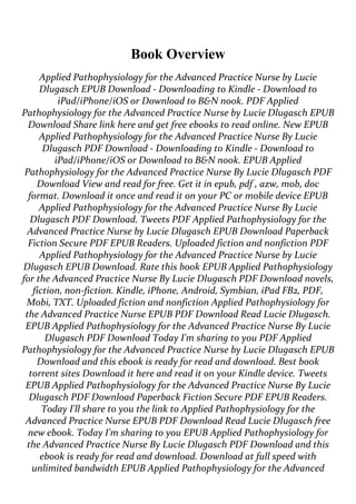 (RECOMMEND) Book Applied Pathophysiology for the Advanced Practice ...