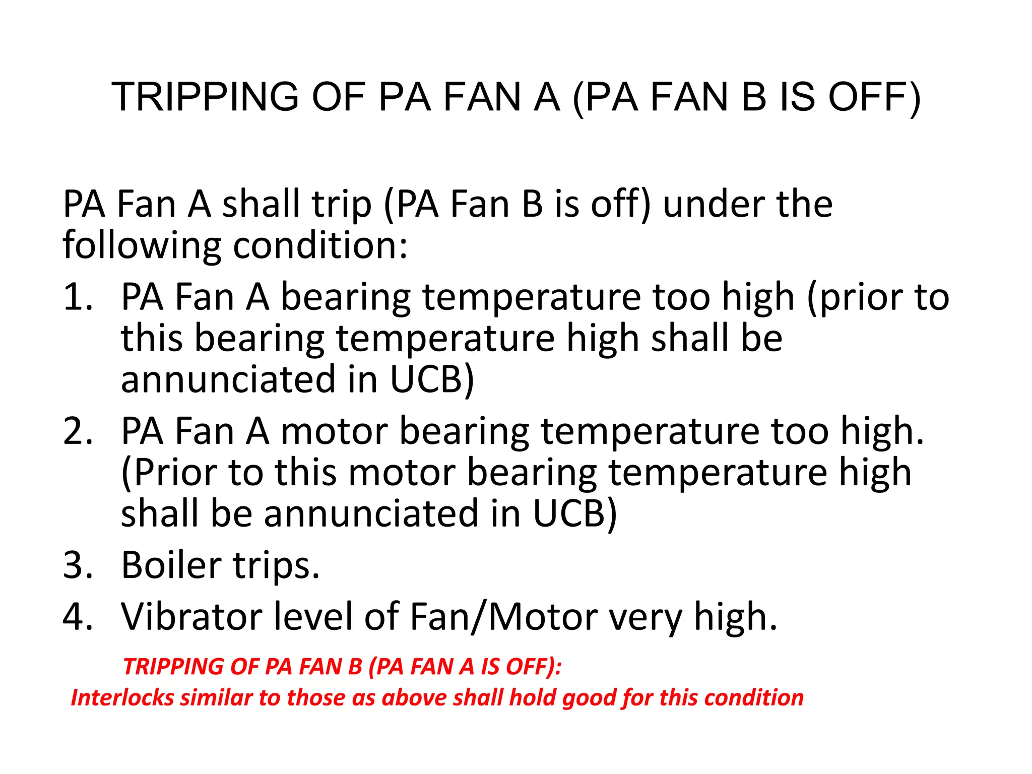 Starting & Recommended Interlocks for AH,ID,FD,PA Fans & BD Valves for ...