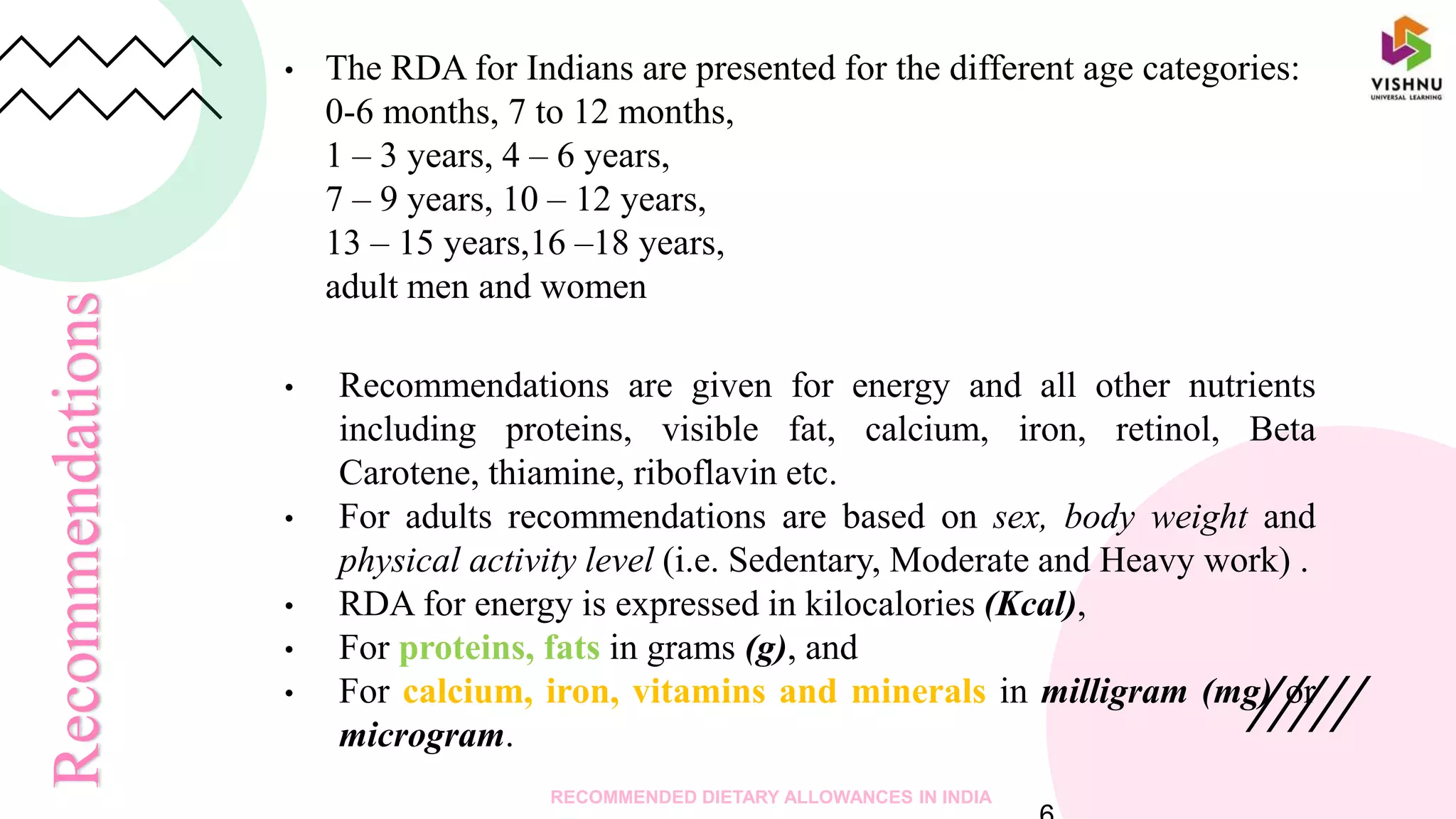 RDA in India | PPTX | Endocrine and Metabolic Diseases | Diseases and ...