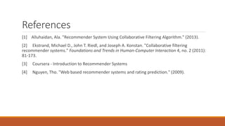 Recommender systems using collaborative filtering | PPTX | Web Development | Internet