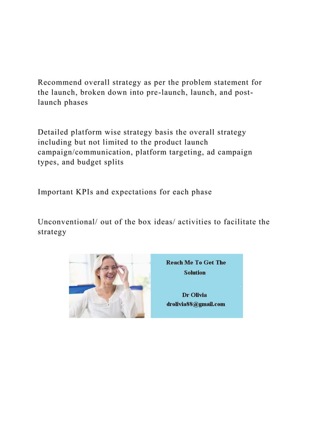 Recommend overall strategy as per the problem statement for th.docx