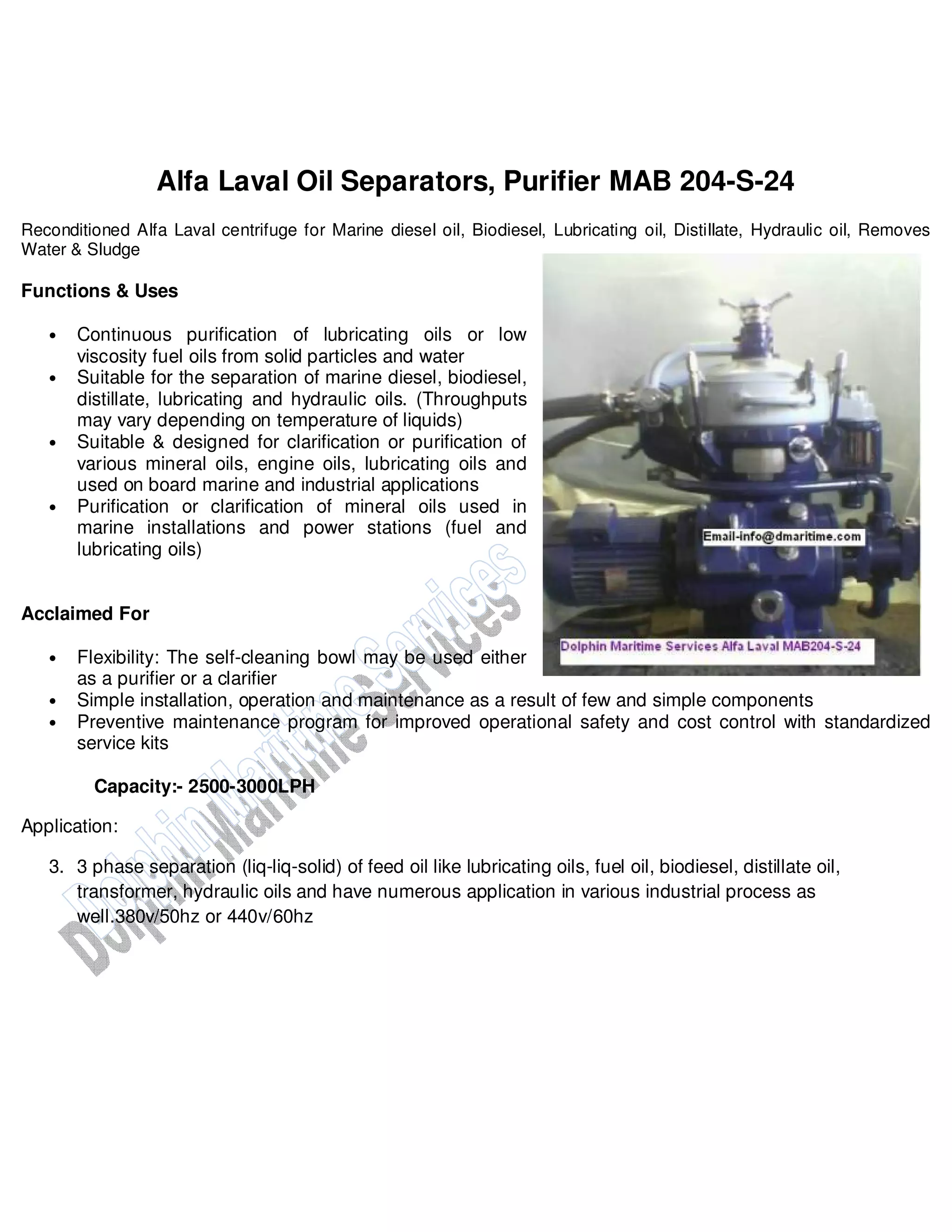 Alfa Laval oil purifier, HFO purifier, fuel oil purifier, industrial ...