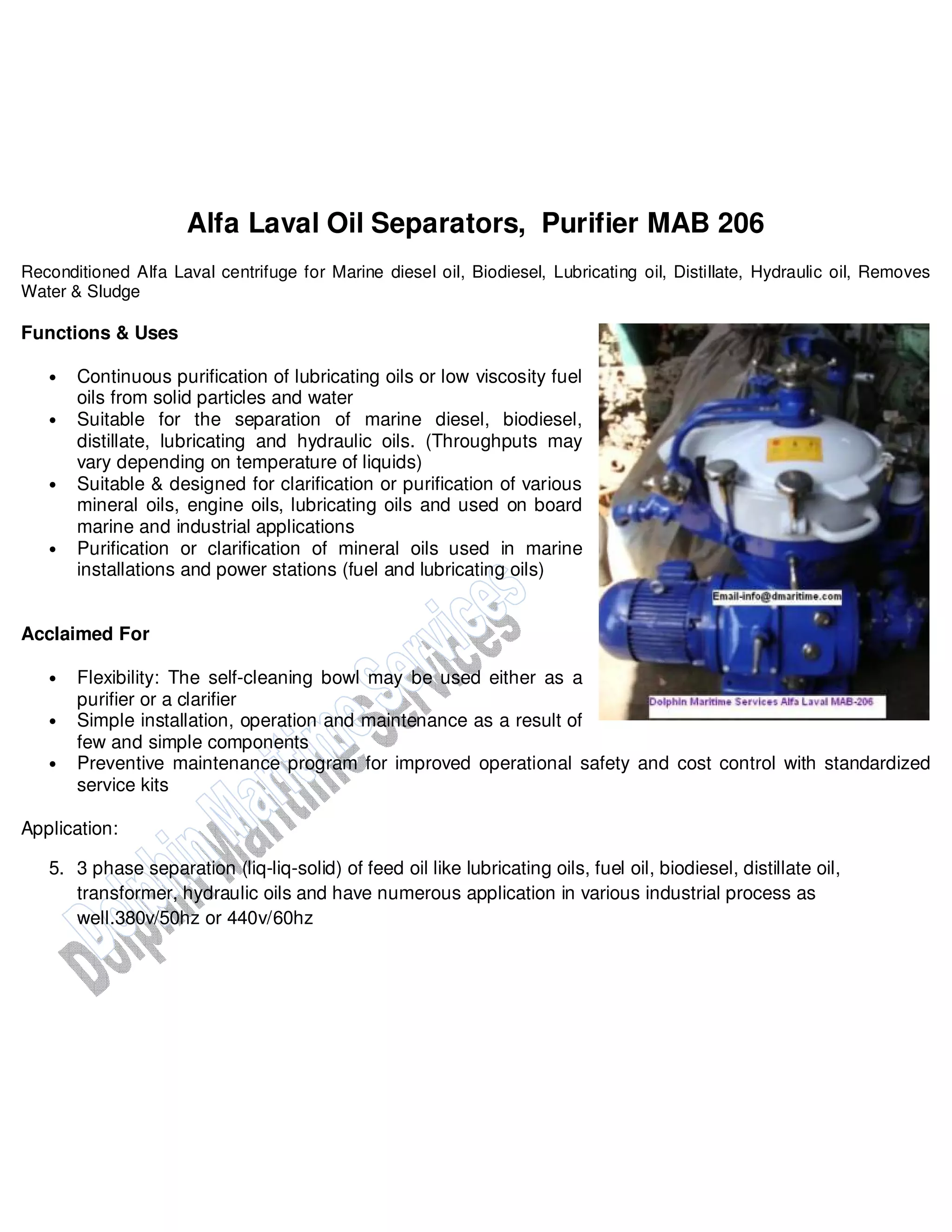 Alfa Laval oil purifier, HFO purifier, fuel oil purifier, industrial ...