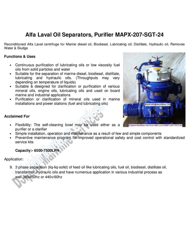 Alfa Laval oil purifier, HFO purifier, fuel oil purifier, industrial ...