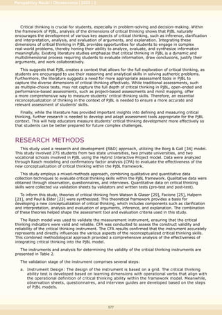 Reconceptualizing Critical Thinking in Project-Based Learning: A Factor ...