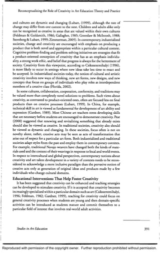 Reconceptualizing the role of creativity in art education theory and ...