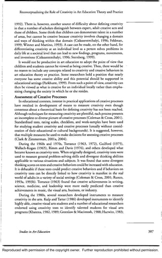 Reconceptualizing the role of creativity in art education theory and ...