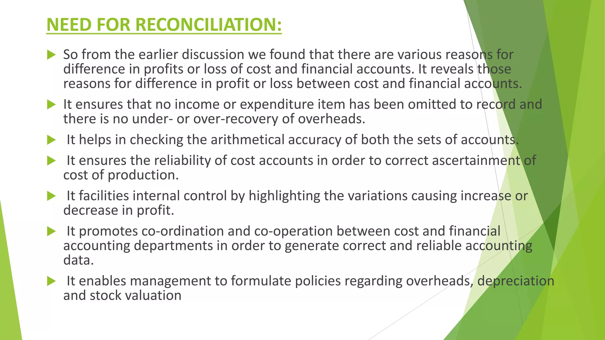 Reconciliation of cost and financial accounts | PPTX