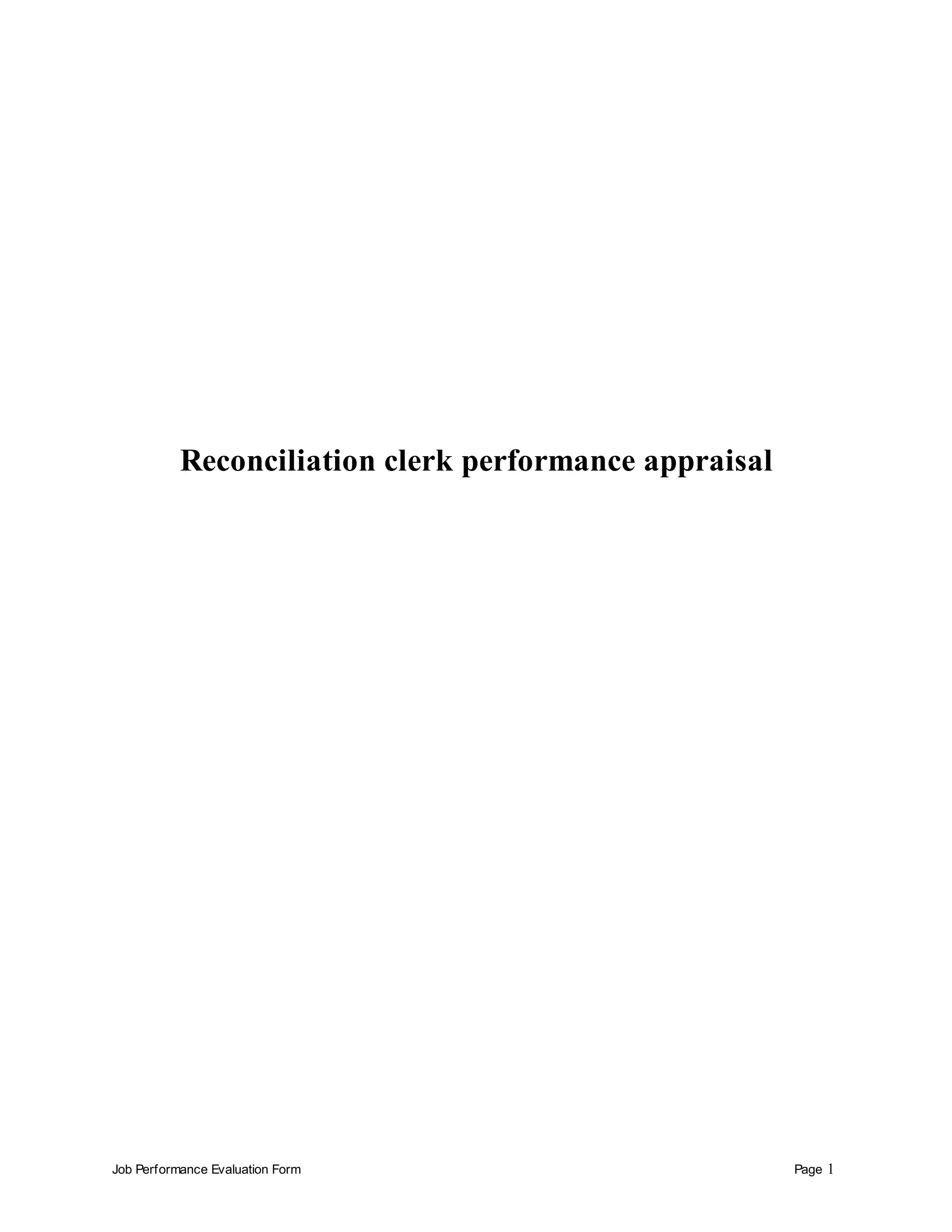 Reconciliation clerk performance appraisal | DOCX