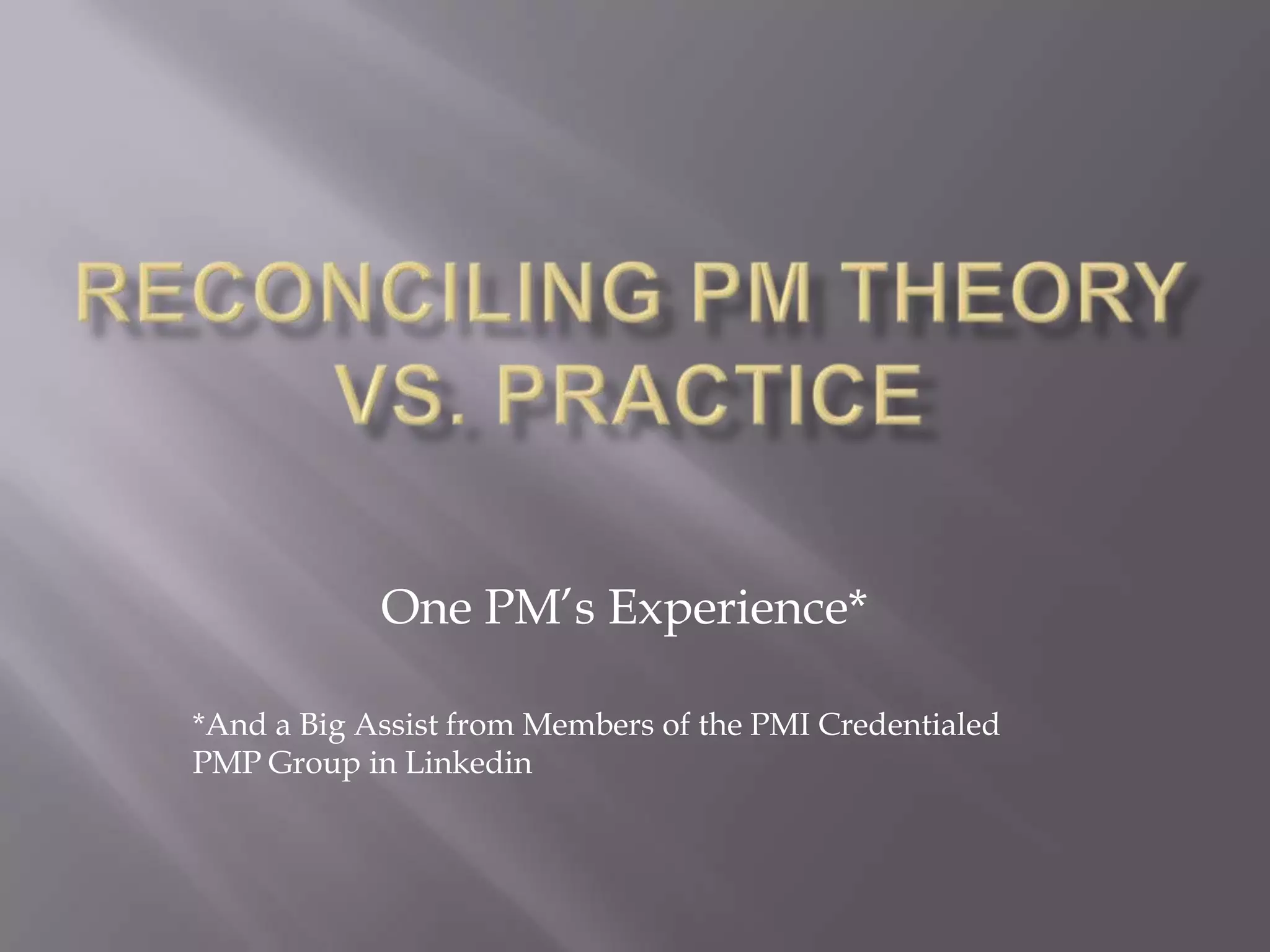 Project Management Theory and Practice | PPTX