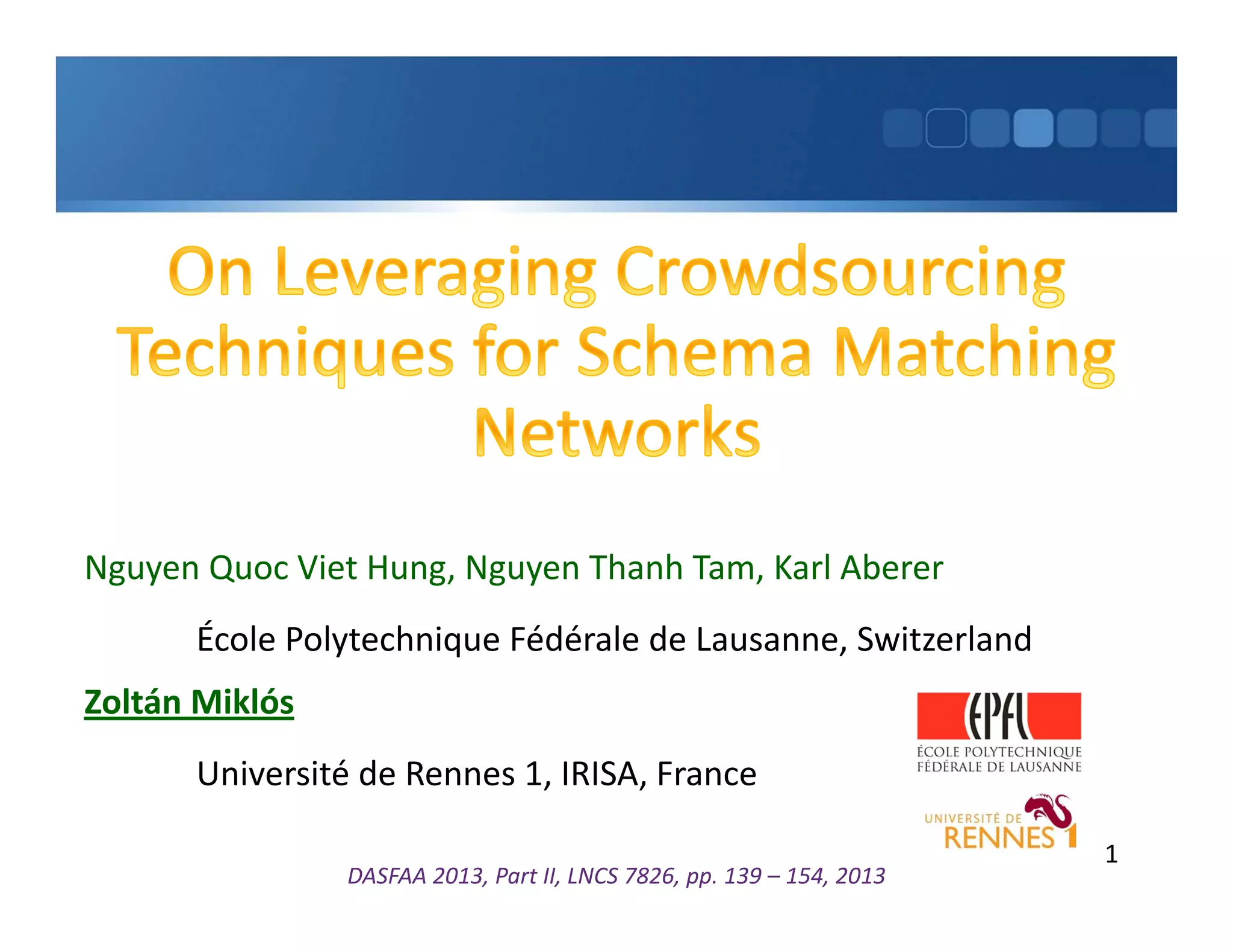 On Leveraging Crowdsourcing Techniques for Schema Matching Networks | PDF | Databases | Computer ...