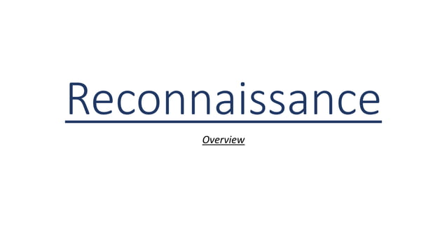 Reconnaissance | PPTX