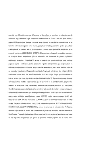 Reconocimiento de deuda con garantia hipotecaria | DOC