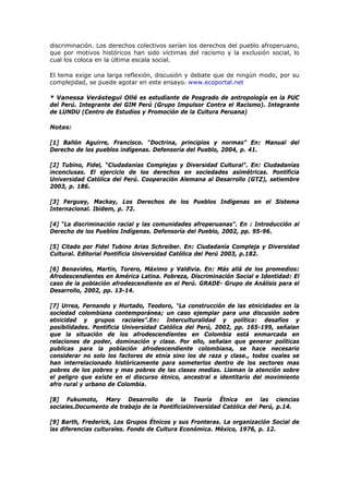 Reconocimiento y ciudadania de los afrodescendientes en el peru | PDF