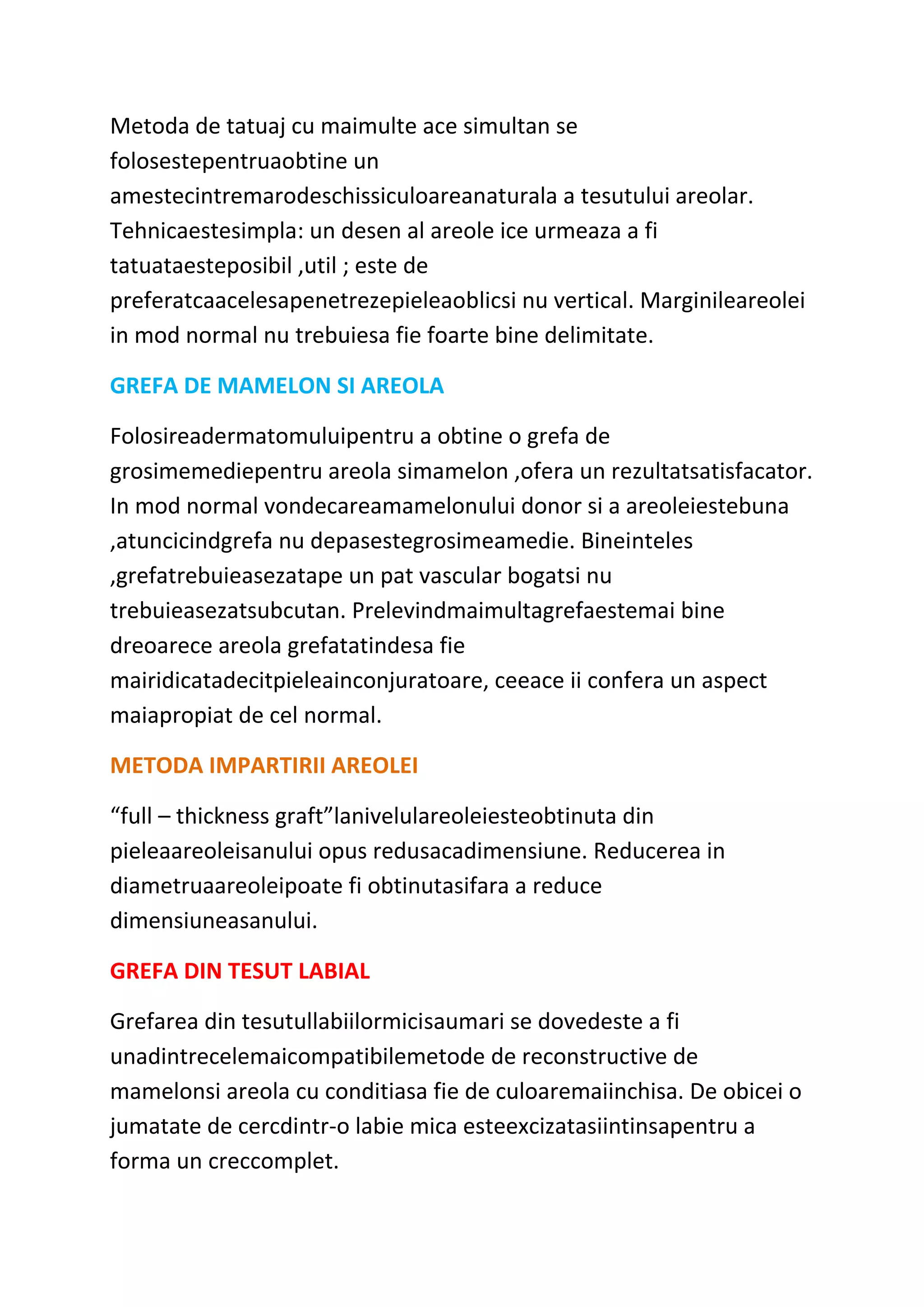 Reconstructia de mamelon si areola mamara