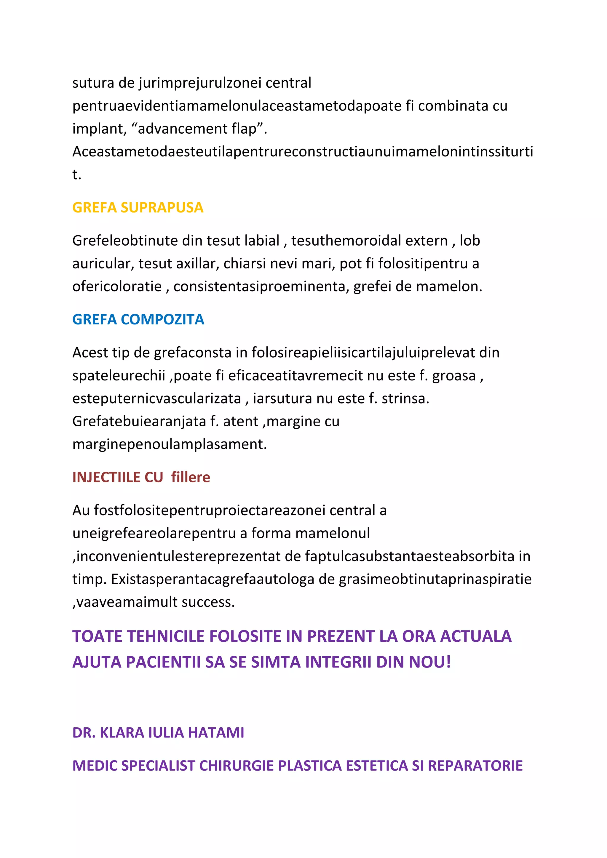 Reconstructia de mamelon si areola mamara