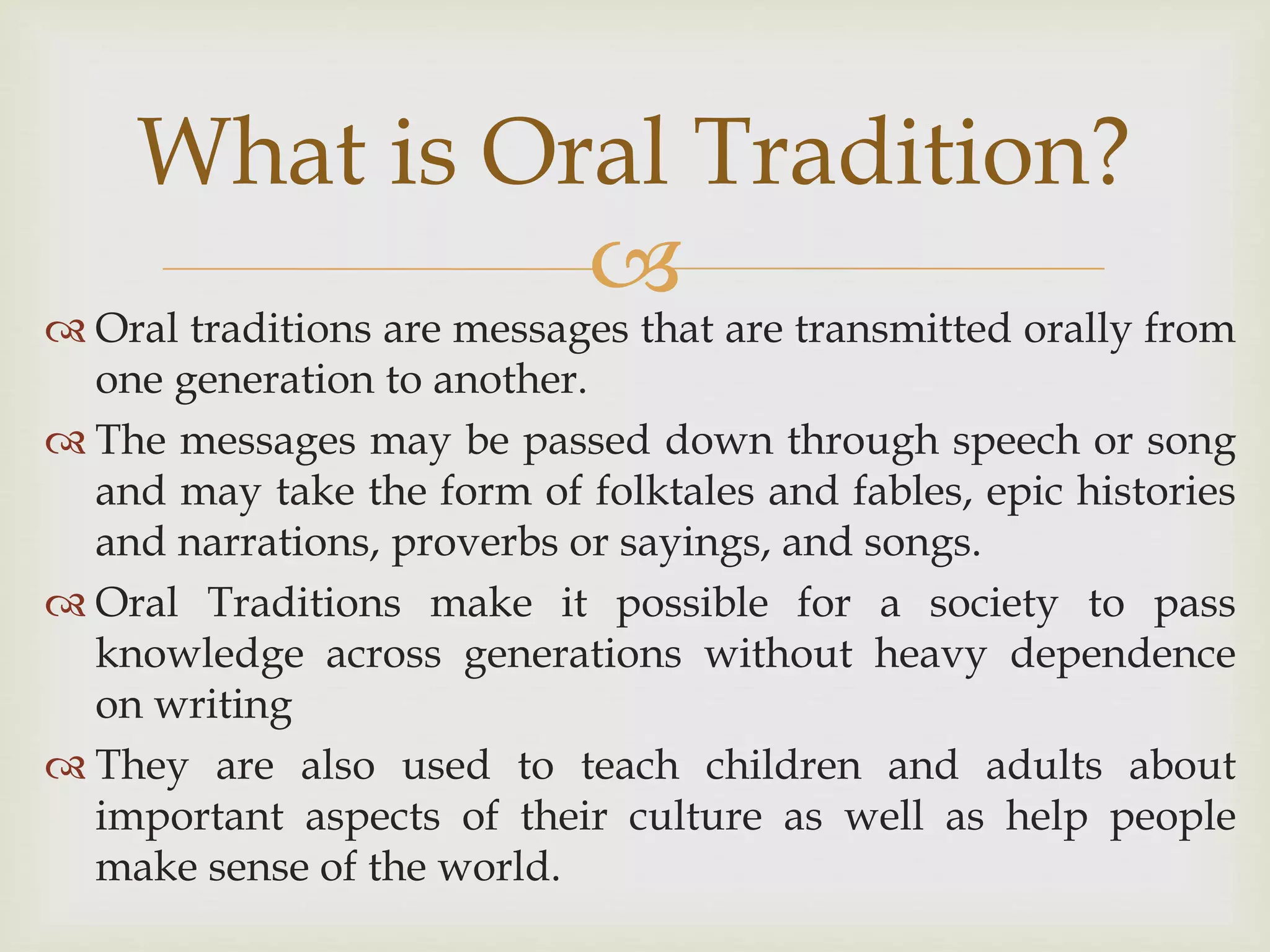 Reconstructing africa’s history : oral tradition | PPTX