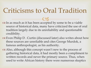 Reconstructing africa’s history : oral tradition | PPT