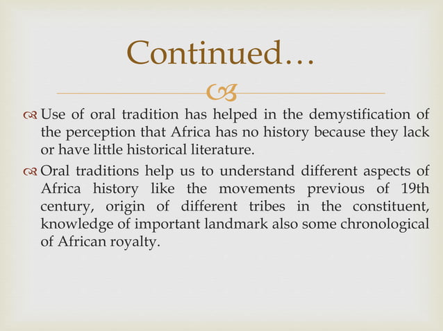 Reconstructing africa’s history : oral tradition | PPT