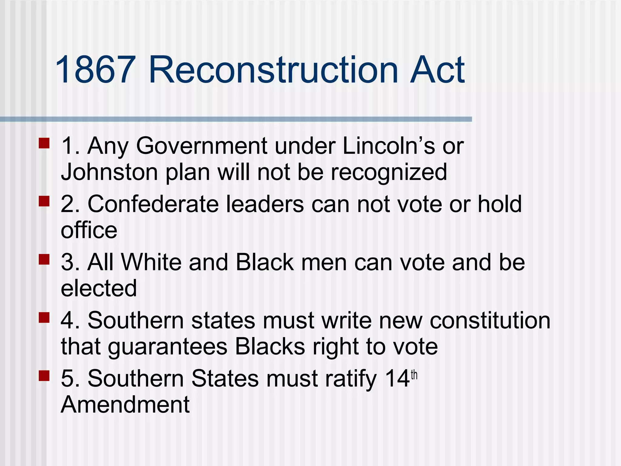 Reconstruction (1865-1877) | PPT