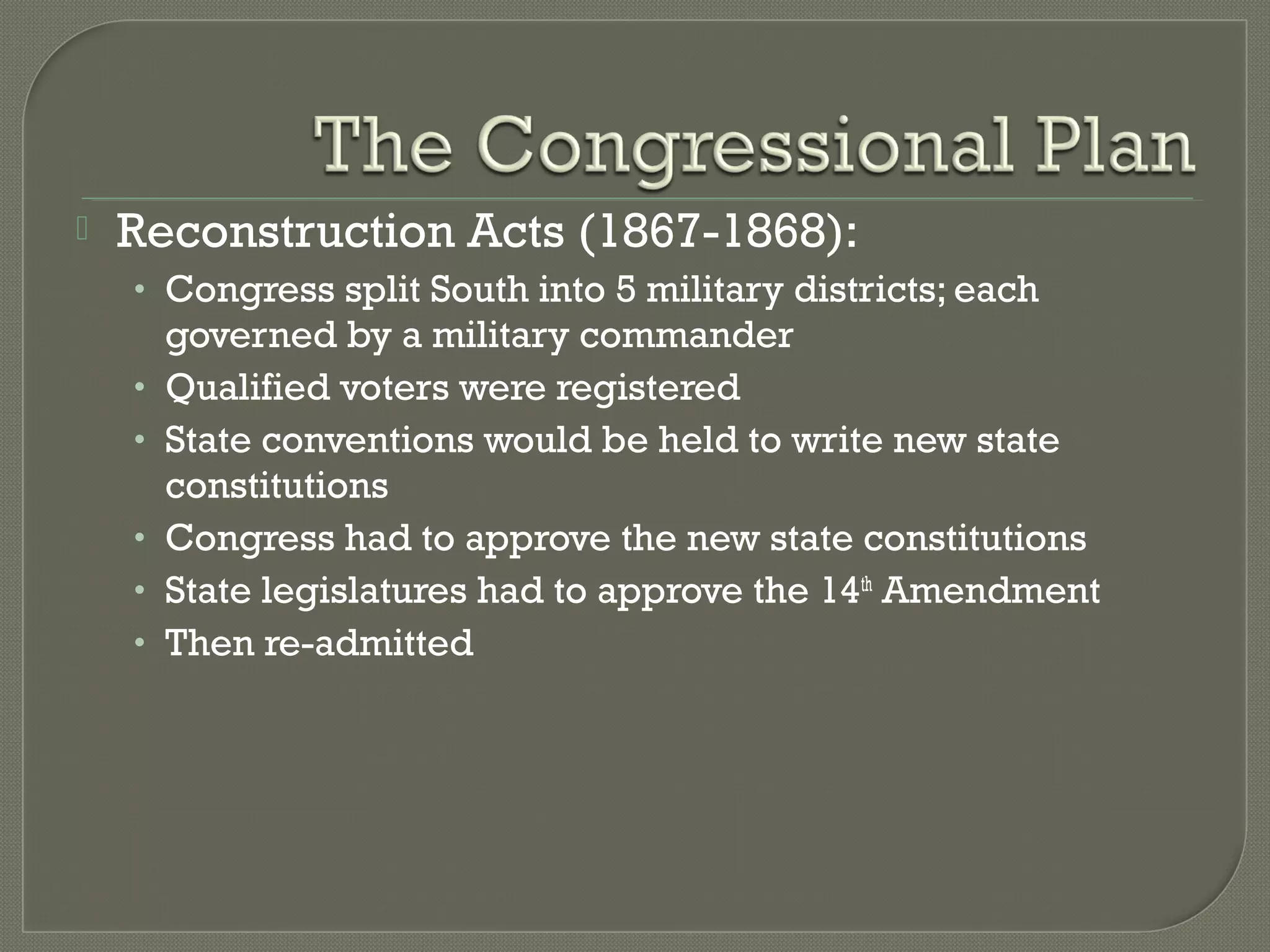 Reconstruction | PPT | Civic affairs | Politics