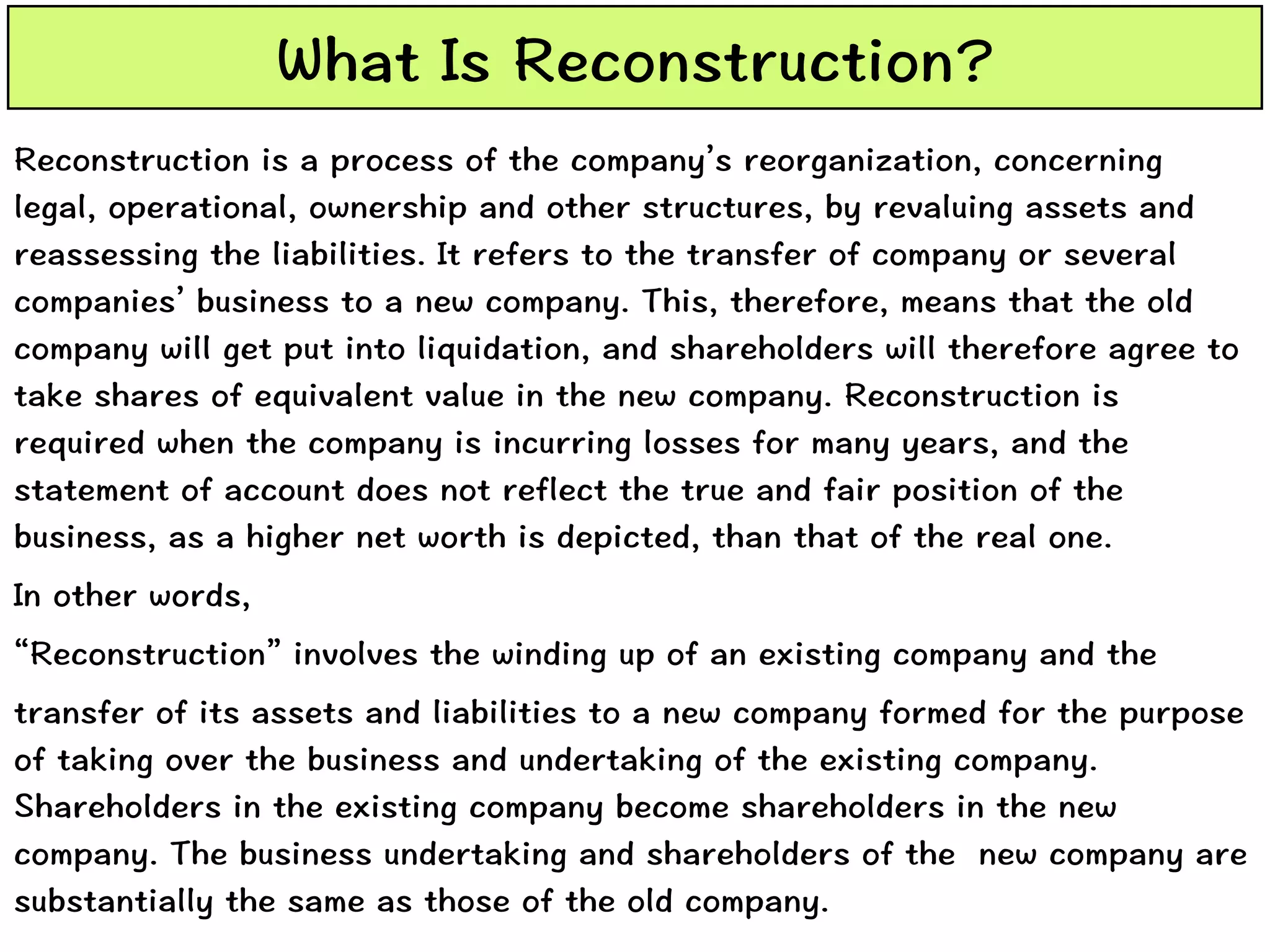 Reconstruction of Companies | PDF