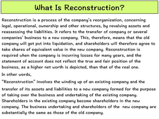 Reconstruction of Companies | PDF