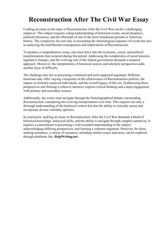 Reconstruction After The Civil War Essay.pdf