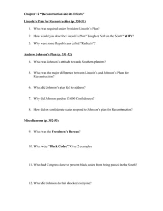 Reconstruction And Its Effects | DOC | Politics