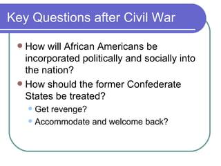 Reconstruction and the dismantling of reconstruction | PPT | Crime ...