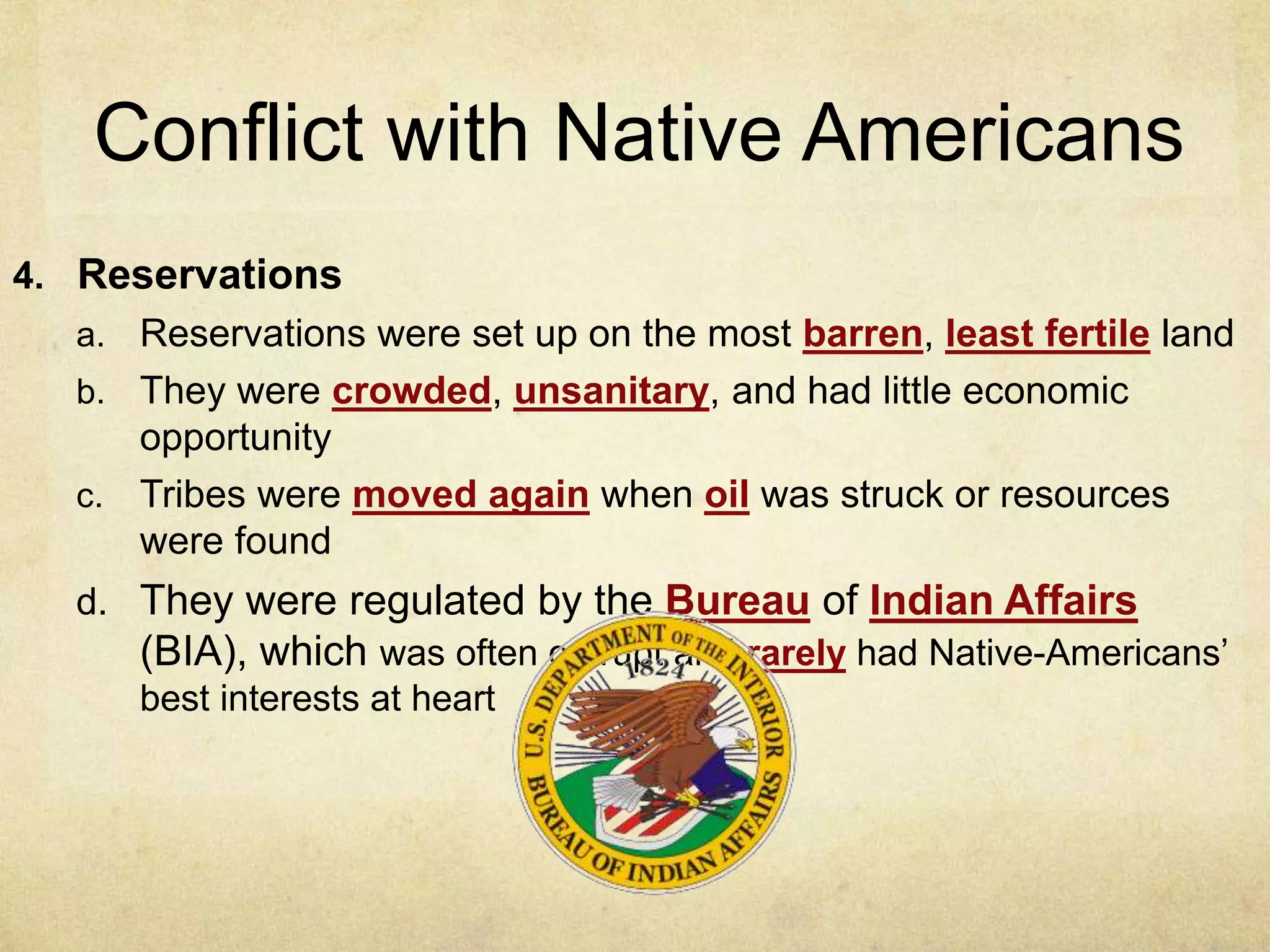 Reconstruction conflict with native american s | PPT