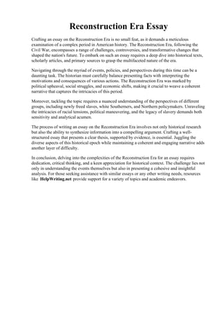 Reconstruction Era Essay | PDF