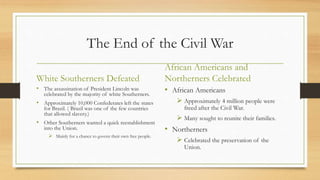 Reconstruction in the south | PPTX