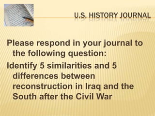 Reconstruction lesson 7 evaulation | PPTX