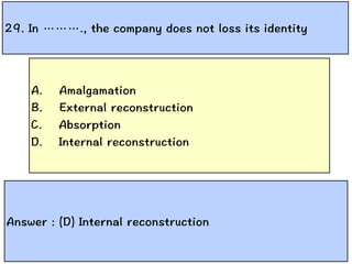 Reconstruction of Companies MCQ | PDF
