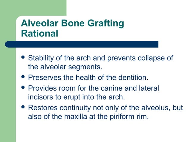 Reconstruction of the alveolar cleft | PPT
