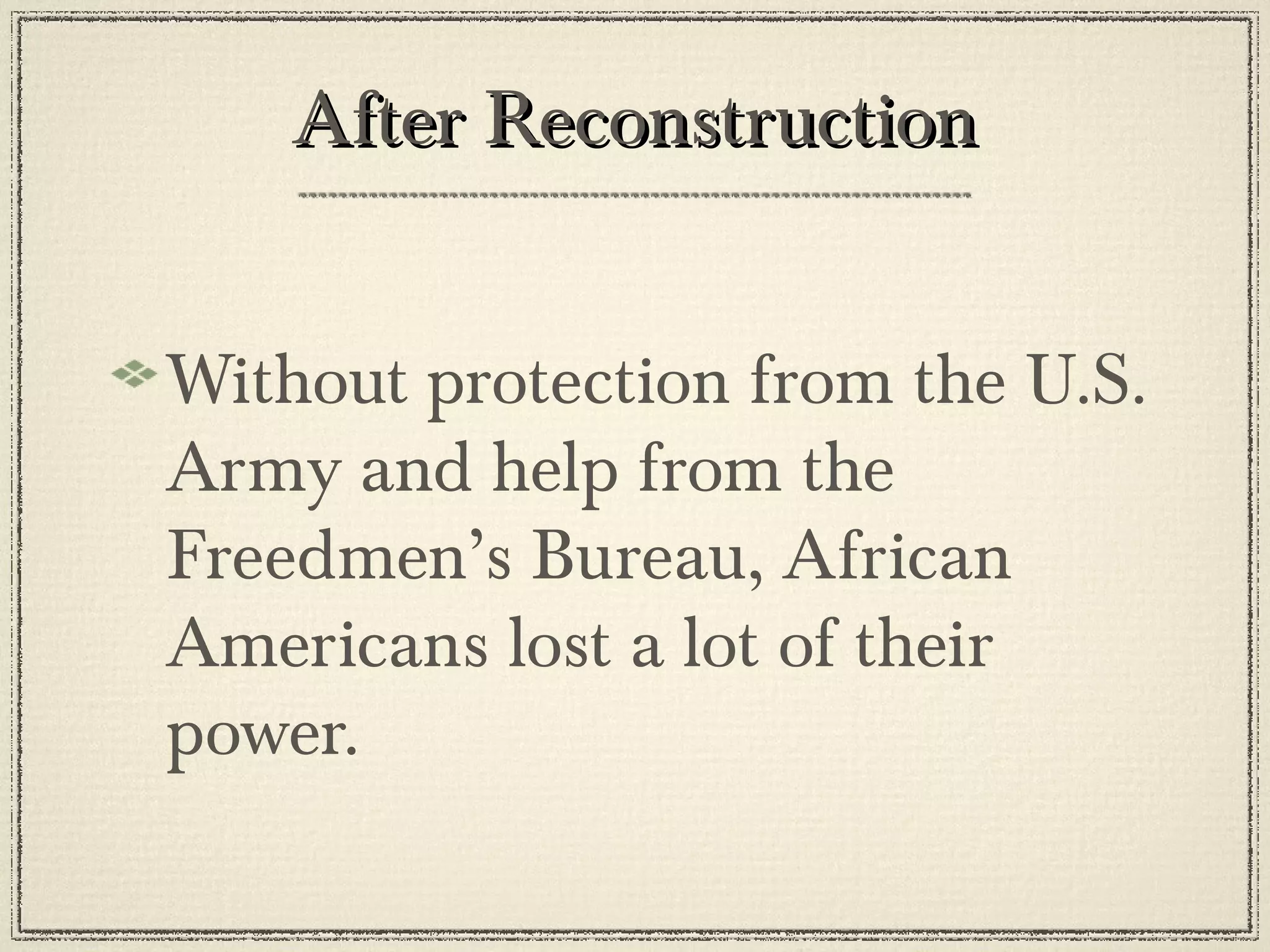 Reconstruction unit lesson 4 - jim crow laws - power point | PPT