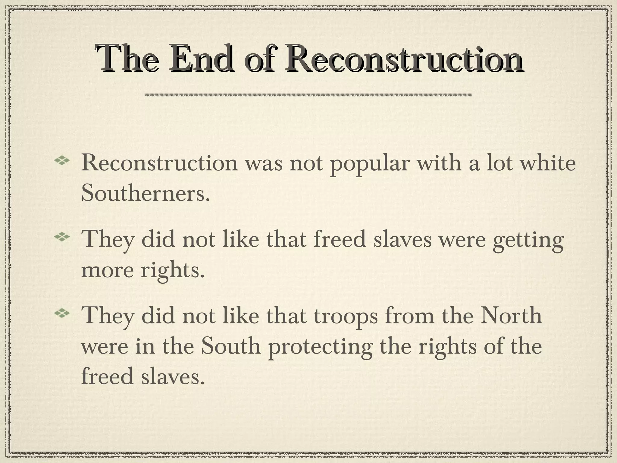 Reconstruction unit lesson 4 - jim crow laws - power point | PPT